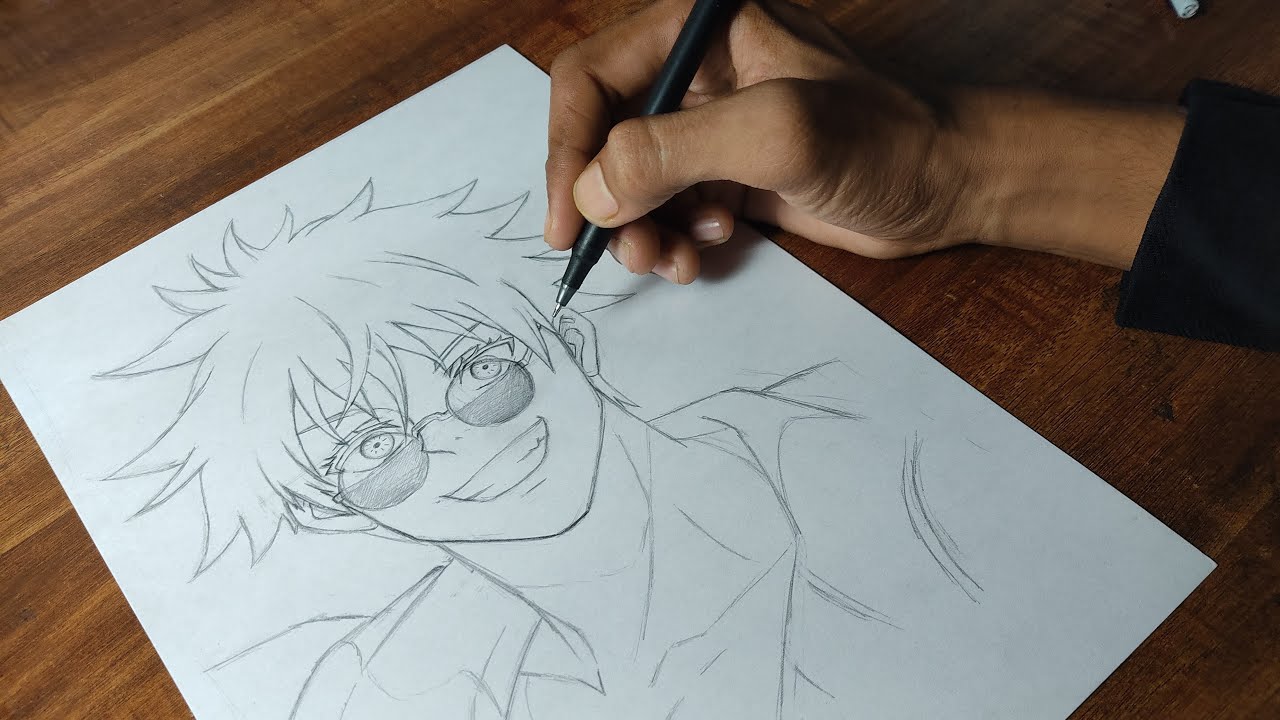 Gojo drawing outline drawing - YouTube