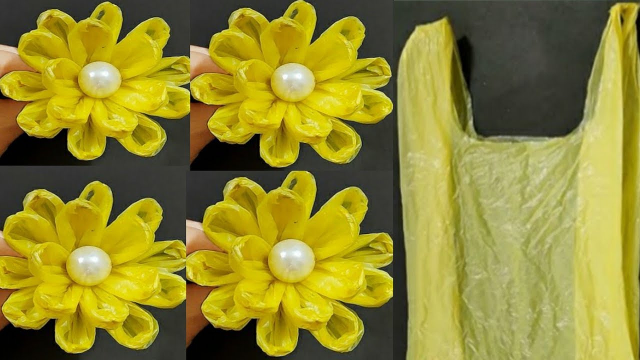 how to make polythene flower#new flower design#hand cfaft.. - YouTube