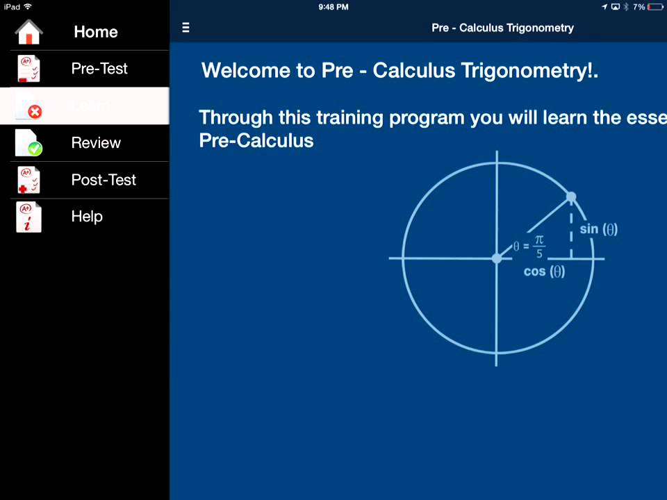 Pre-Calculus Trigonometry Tutor Mobile App Demonstration Video - YouTube