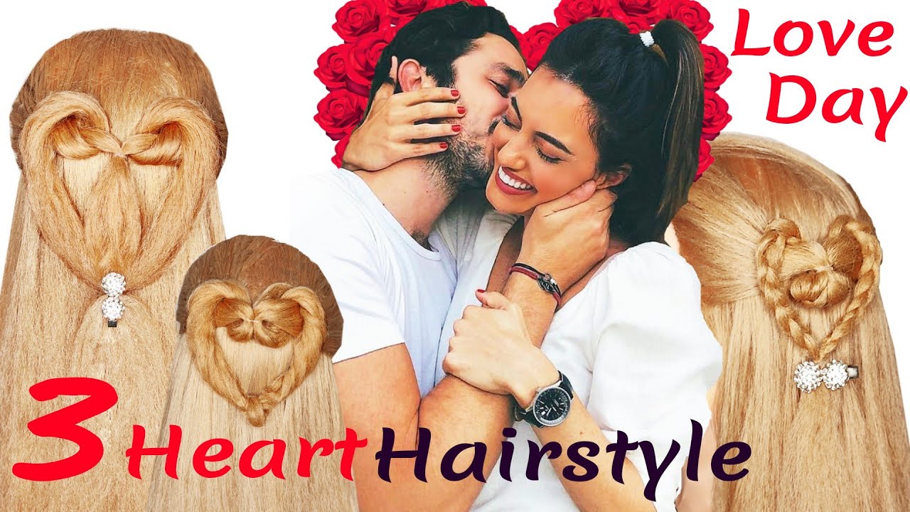 3 Cute Heart Hairstyle. for love day and lovers person . hairstyle for ...