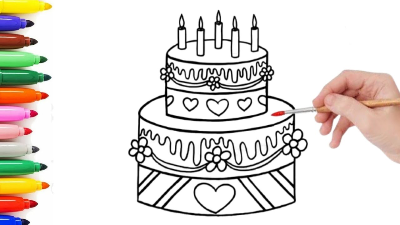 HOW TO DRAW A SIMPLE CUTE CAKE EASY DRAWING COLORING STEP BY STEP ...