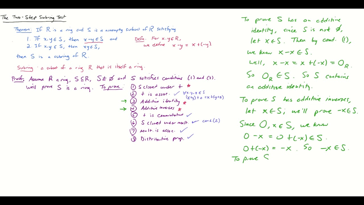 VLOG The Two Step Subring Test - YouTube