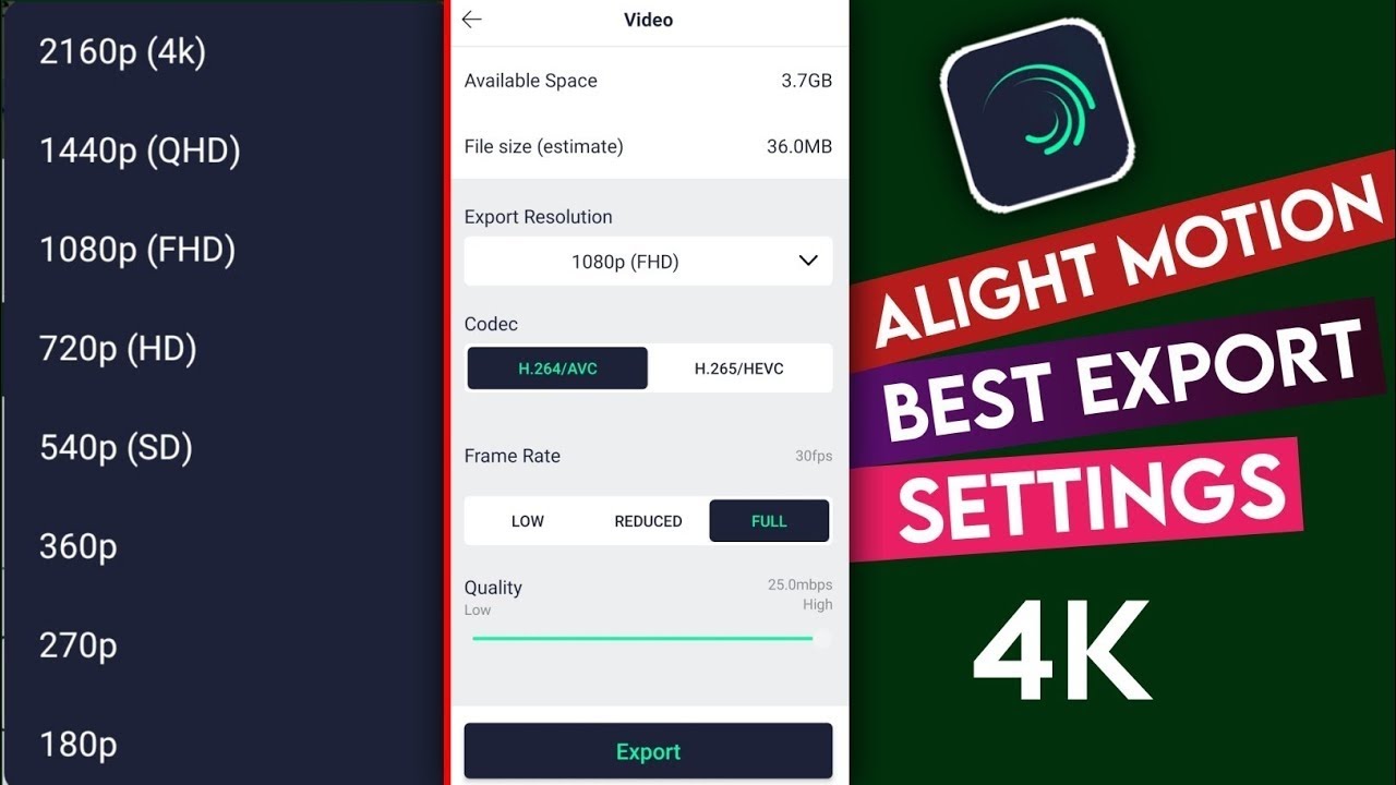 How To Export 4k High Video in Alight motion Bast Video Export ...