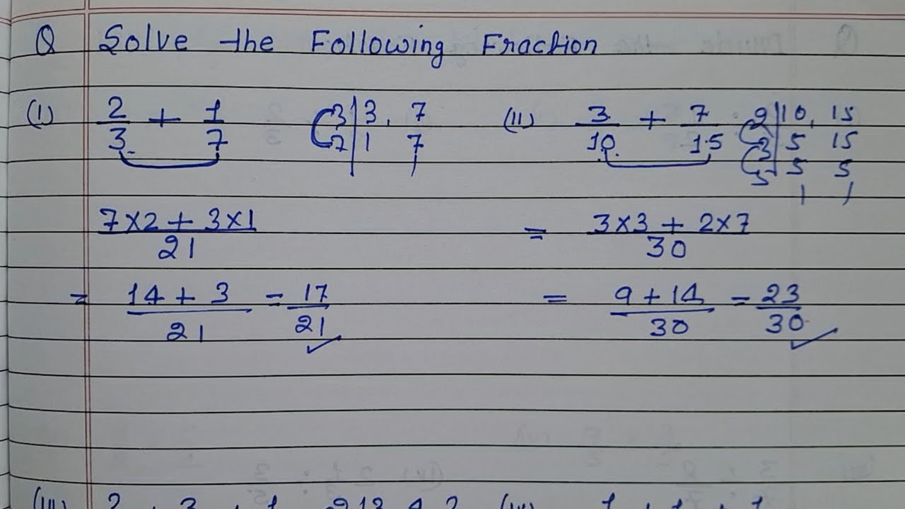 Solve the following fractions - YouTube