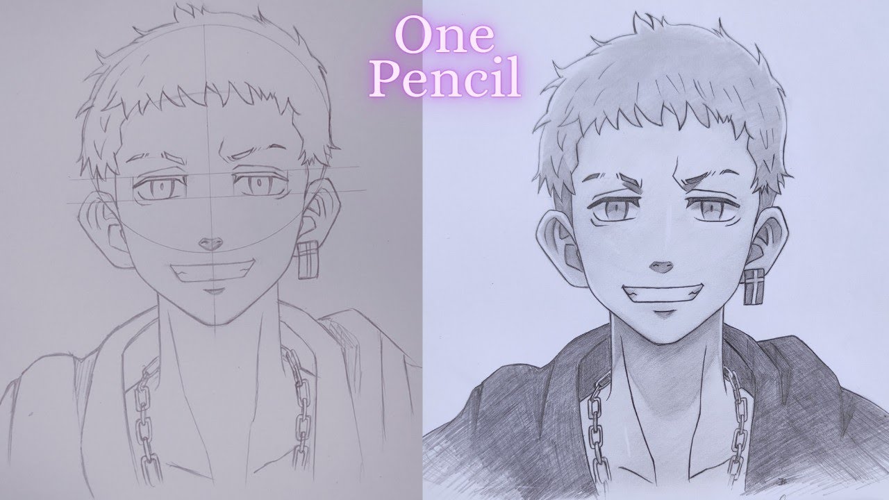 Easy: How to Draw MITSUYA TAKASHI With One Pencil / Tokyo Revengers ...