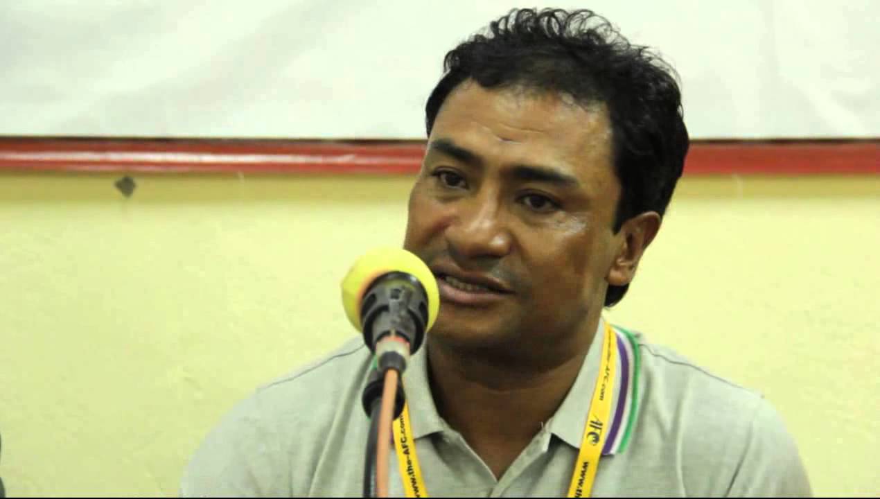 AFC U 16 Qualifiers Nepal U 16 Coach Bal Gopal Maharjan speaking with ...