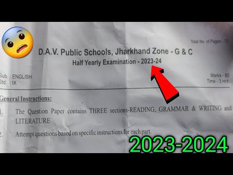 Dav class 9 English Half yearly questions paper || Class 9 Half yearly ...