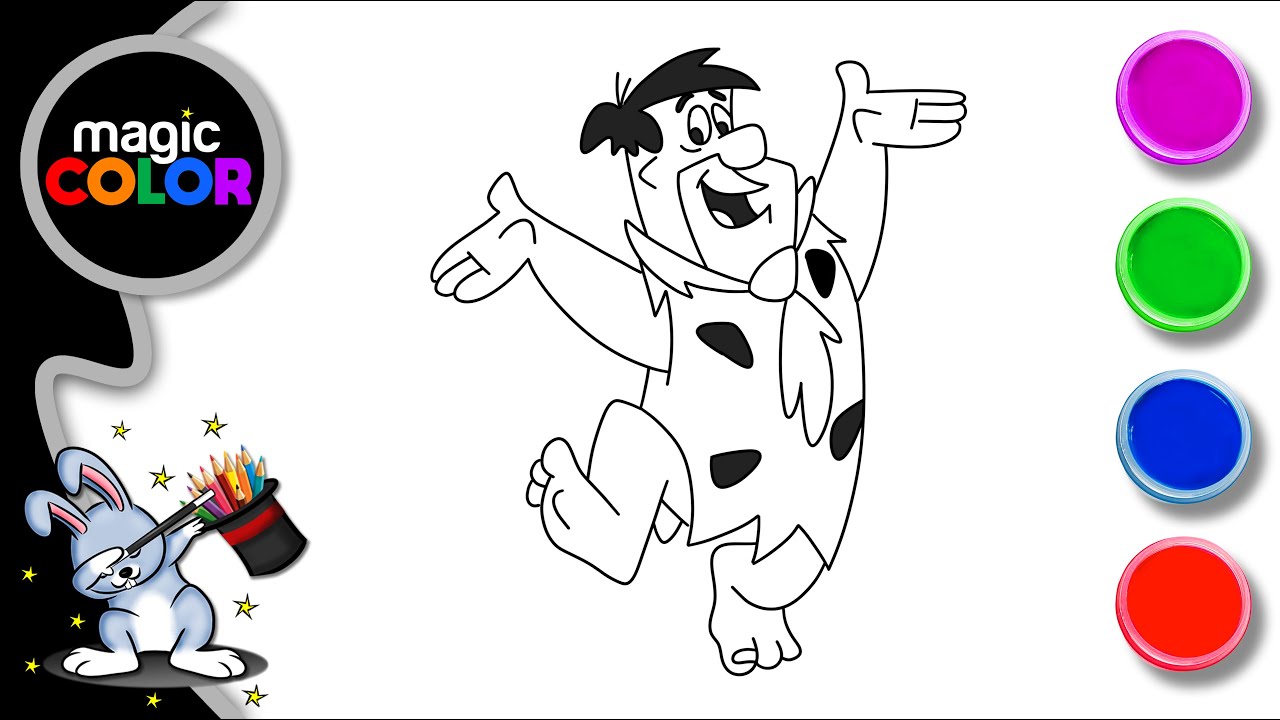 How to draw Flintstone - Easy Draw Magic Color for kids - Magic Color ...