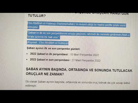 ŞABAN AYI SON PERŞEMBE ORUCU FAZİLETİ..Kim bu orucu tutarsa..