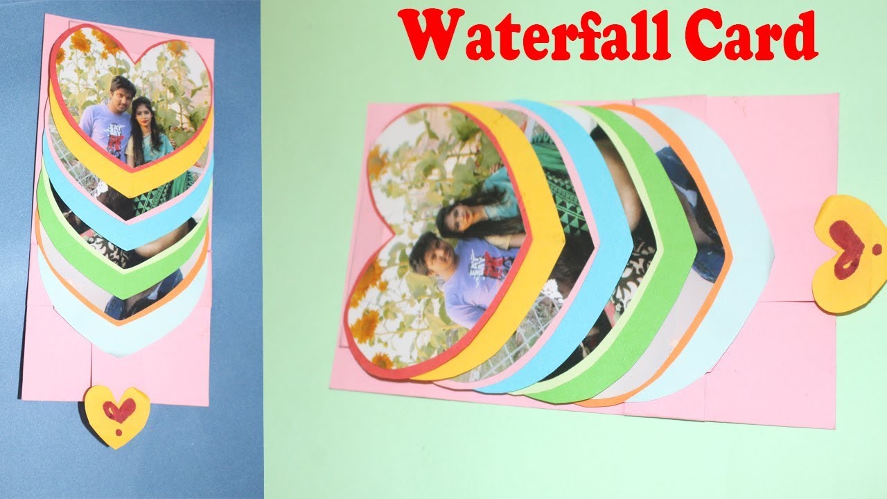 How to Make Waterfall Heart Card | Waterfall Card for Scrapbook | DIY ...