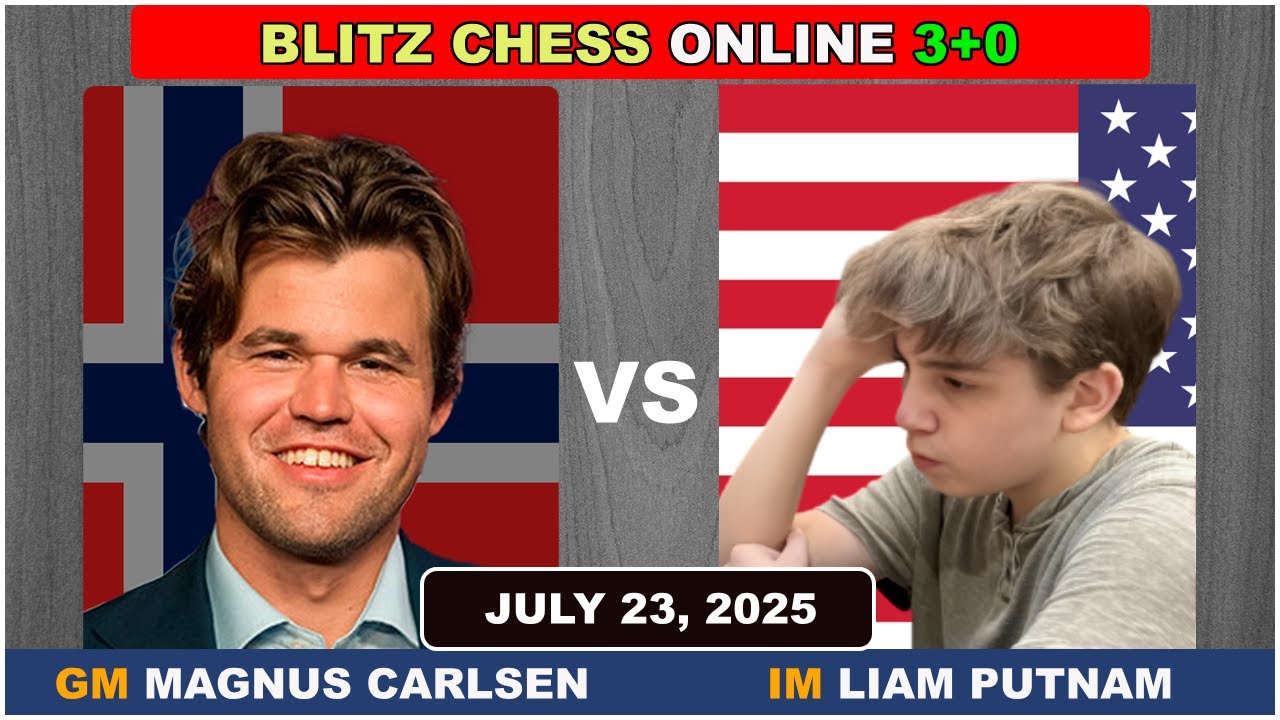 Magnus Carlsen vs IM Liam Putnam | Blitz Chess 3+0 | ChessCom | July 23 ...