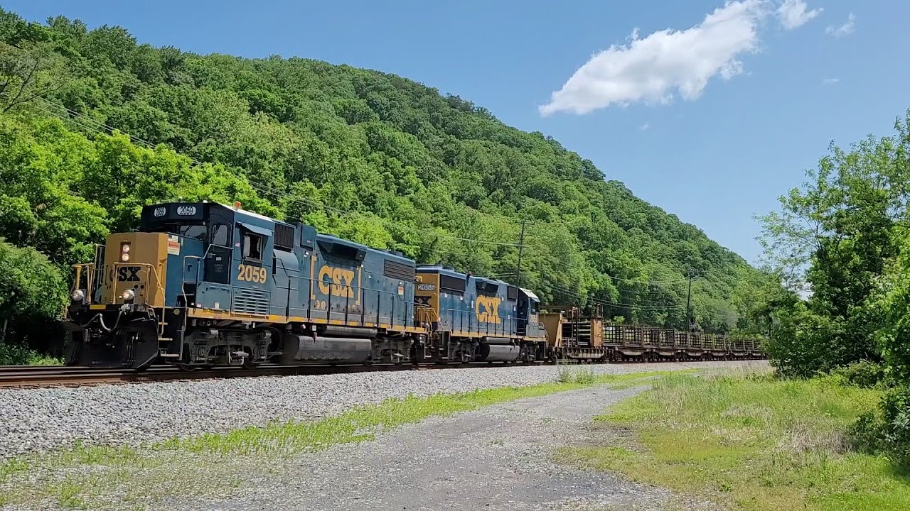 2 EMD's Pull Loaded Rail Train W314 Past Weverton - YouTube