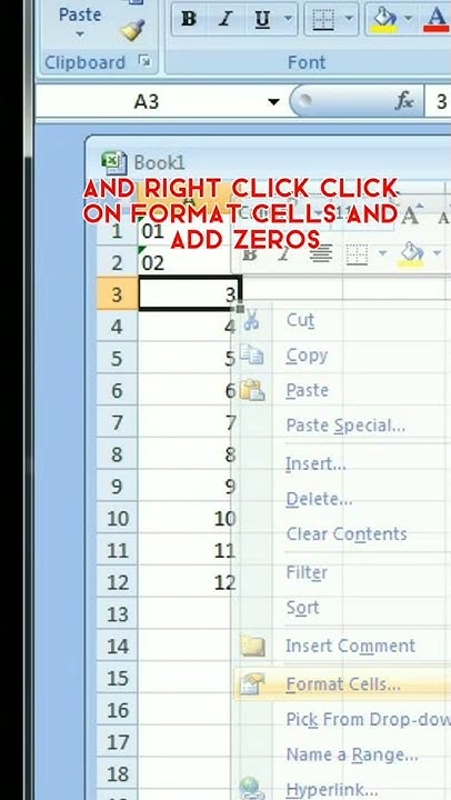 How to add / put 0 ( Zero ) before numbers ( 1,2,3, ... ) in #Excel Easily #excel #exceltips # ...