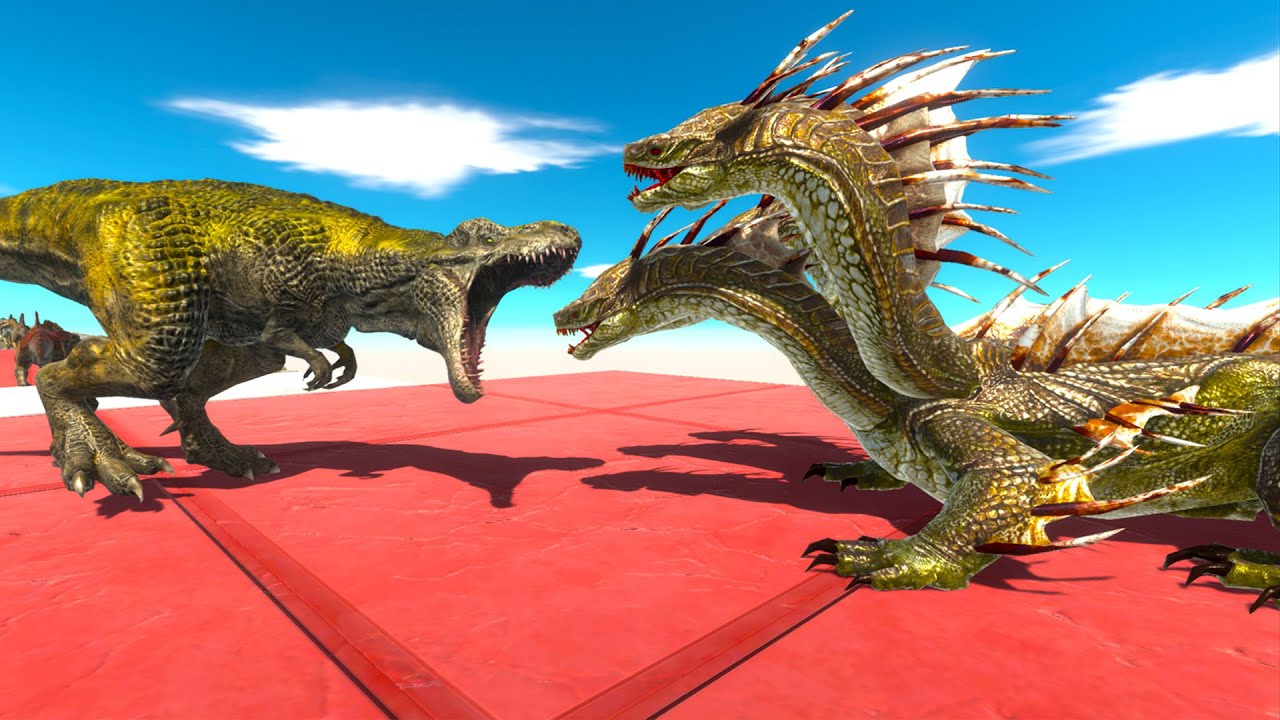 GREEN T-REX vs HYDRA DEATH RUN - Animal Revolt Battle Simulator - YouTube