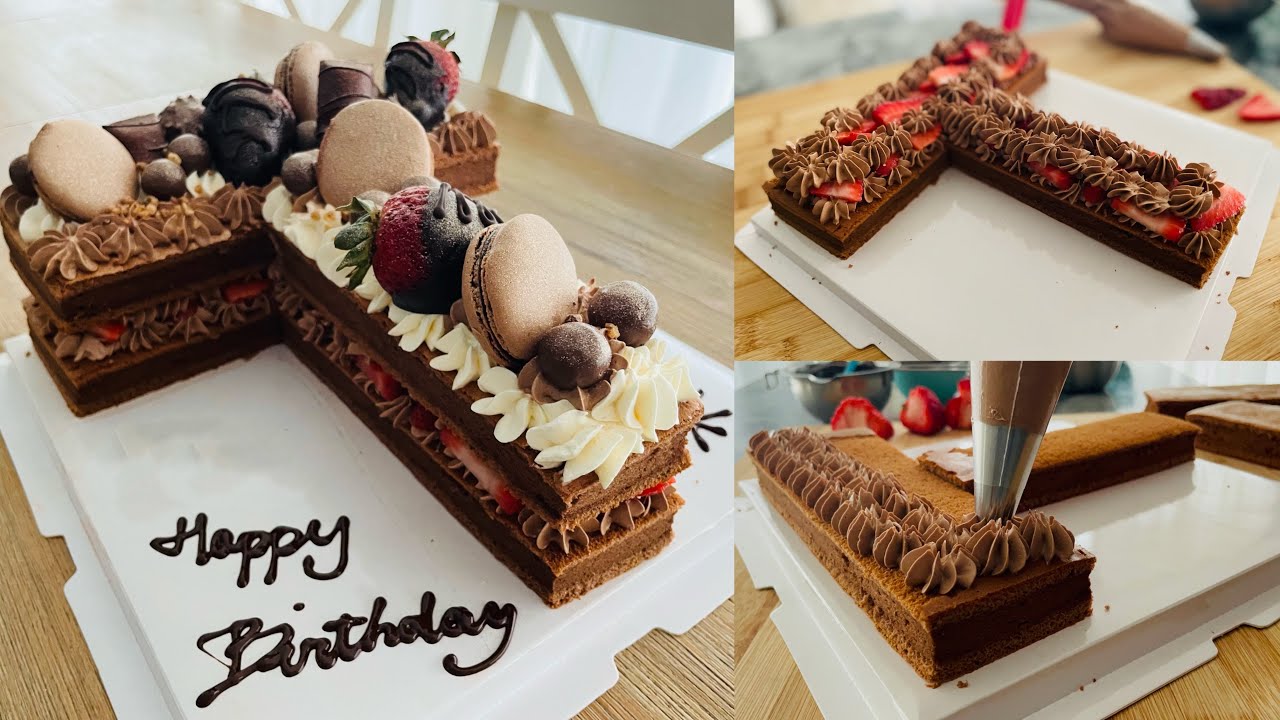 Letter T birthday cake | 英文字母生日蛋糕**附朱古力海綿蛋糕食譜｜ chocolate genoise ...