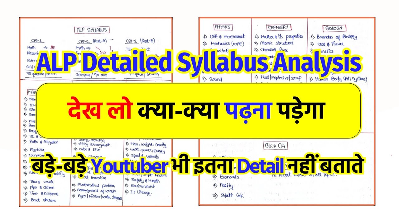 🔥ALP Complete Syllabus Analysis || You have to study only this much ️ ...