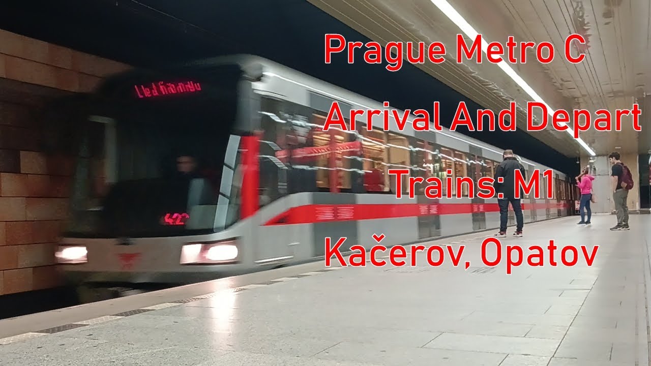 Prague Metro C, Station Kačerov, Opatov, Arrival Depart with Trains M1 ...