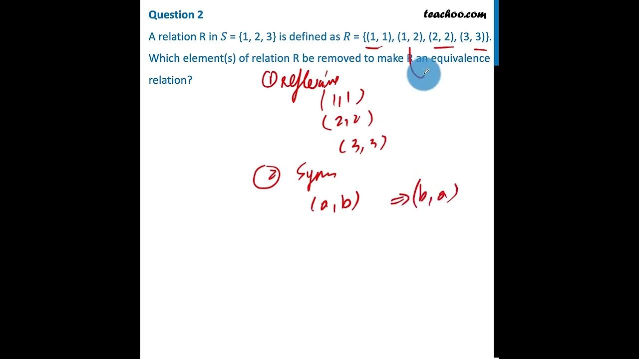 Class 12 - A relation R in S = {1,2,3} is defined as R = {(1, 1), (1, 2), (2, 2) - Teachoo - YouTube