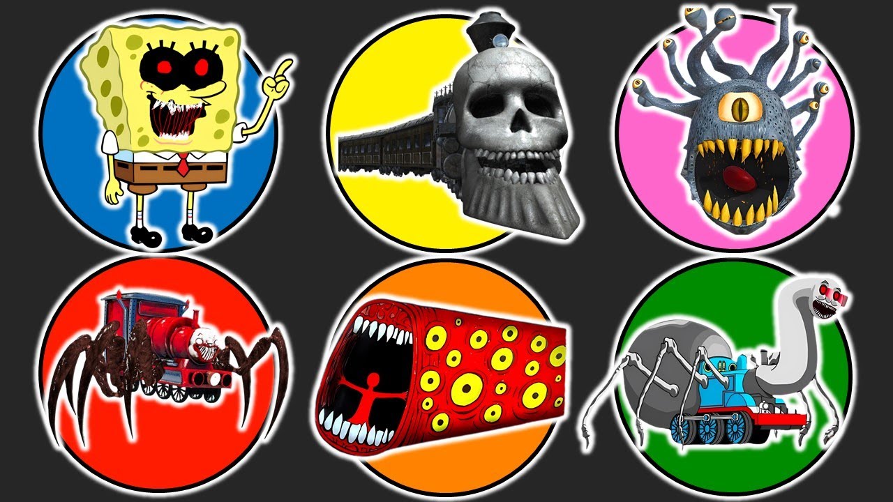MONSTER VS Spongebob Exe, Kereta Hantu, Beholder Eater, Choo Choo ...