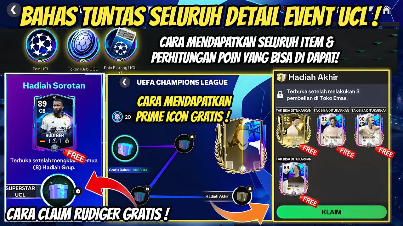 BAHAS DETAIL EVENT UCL CARA MENDAPATKAN BANYAK PEMAIN UCL & PRIME ICON GRATIS FC MOBILE 24 - YouTube