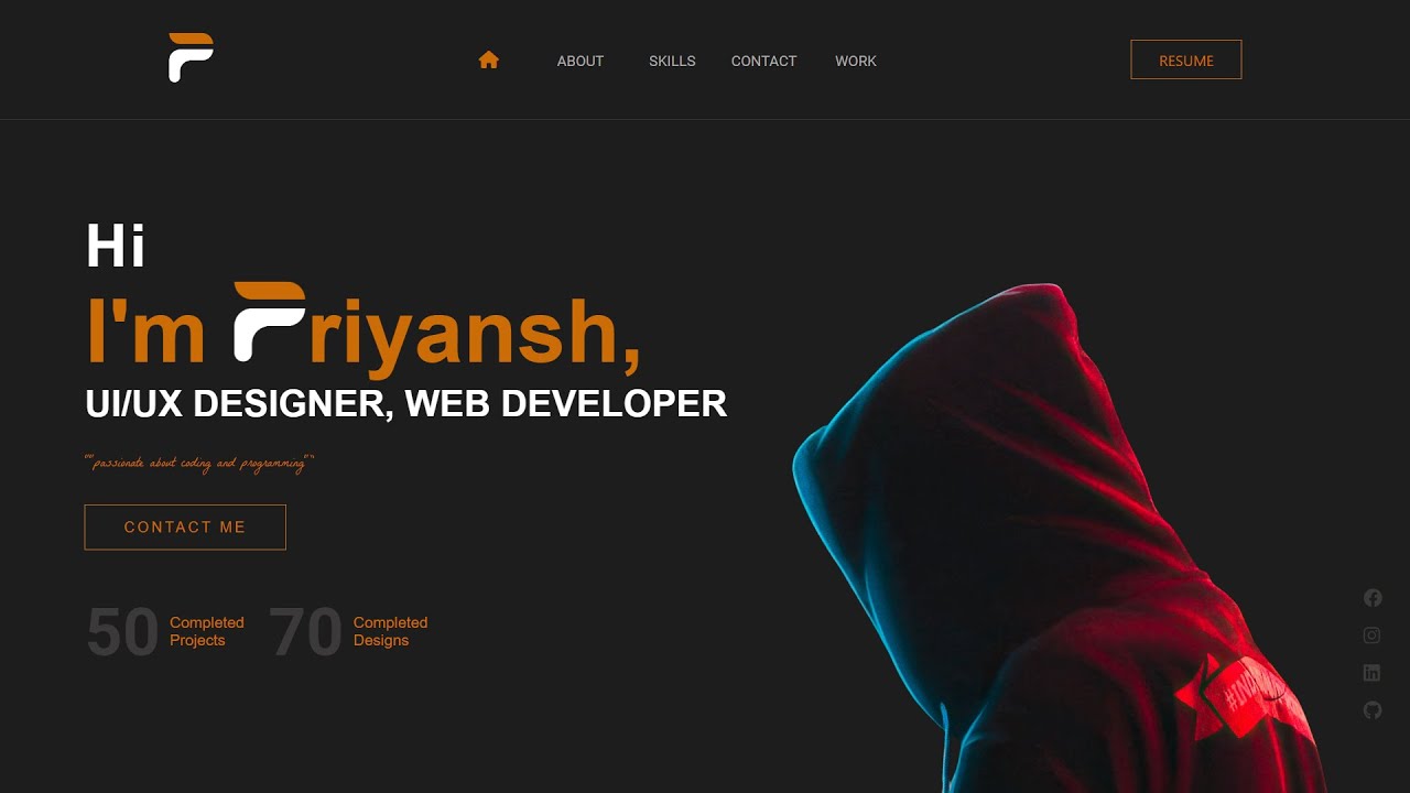 Personal Portfolio Website | HTML, CSS & JavaScript | Part2 - YouTube