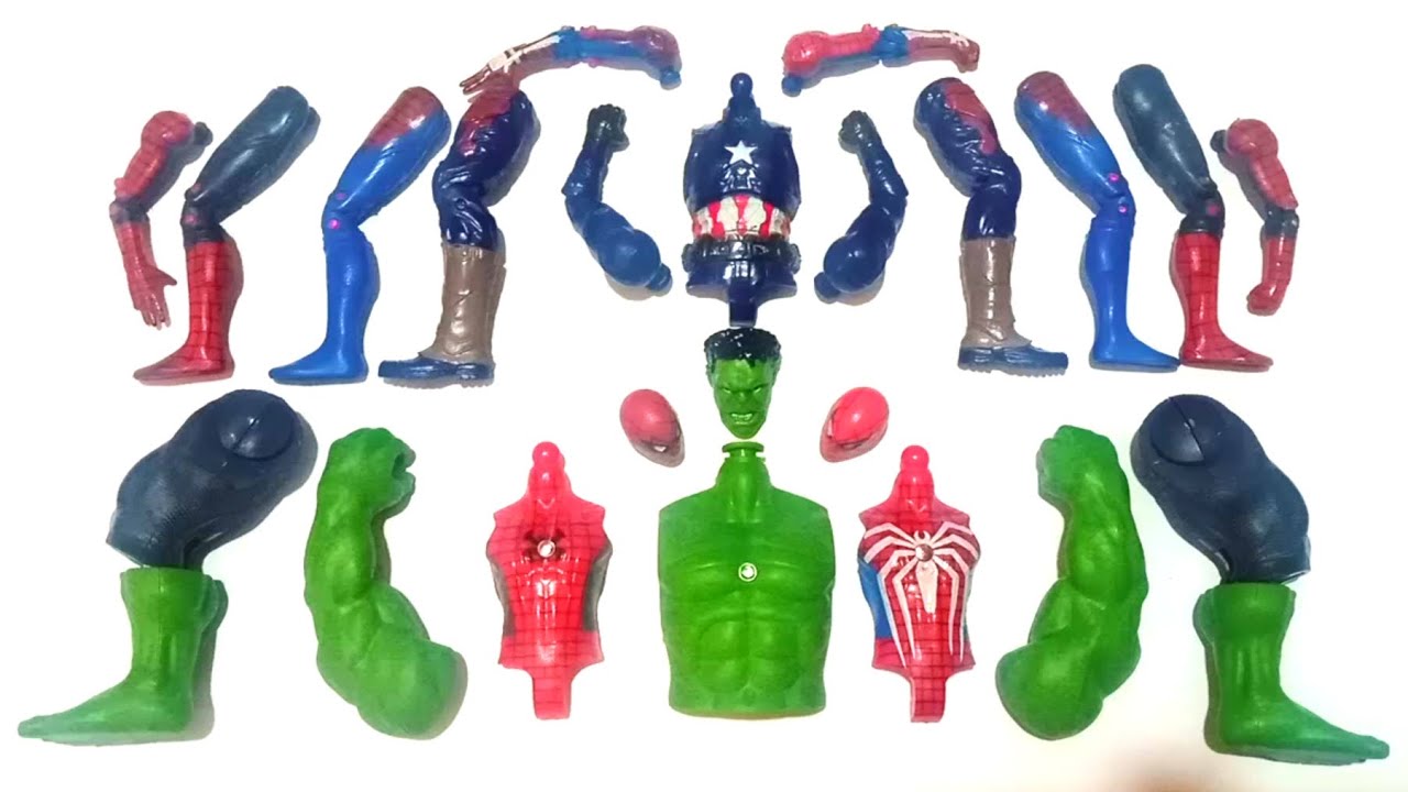 ASSEMBLING HULKSMASH SPIDERMAN CAPTAIN ERICA AVENGERS SUPERHERO TOYS - YouTube