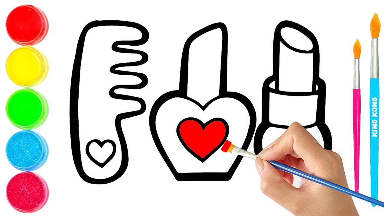 How to Draw a Makeup Kit | Step-by-Step Easy Drawing & Coloring Tutorial - YouTube