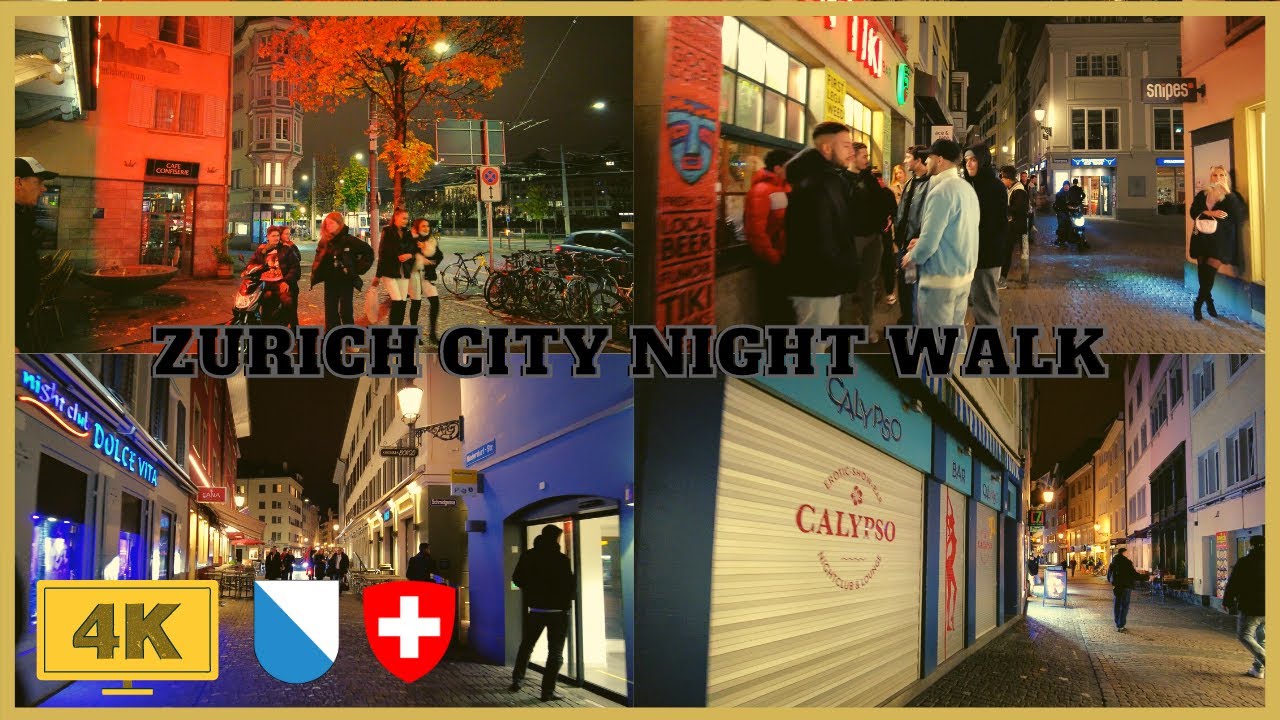 4K Zurich City Night Walk - Zurich Central - Niederdorf And Limmatquai ...