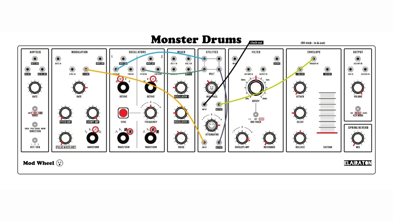 Monster Drums - Moog Grandmother patch - YouTube