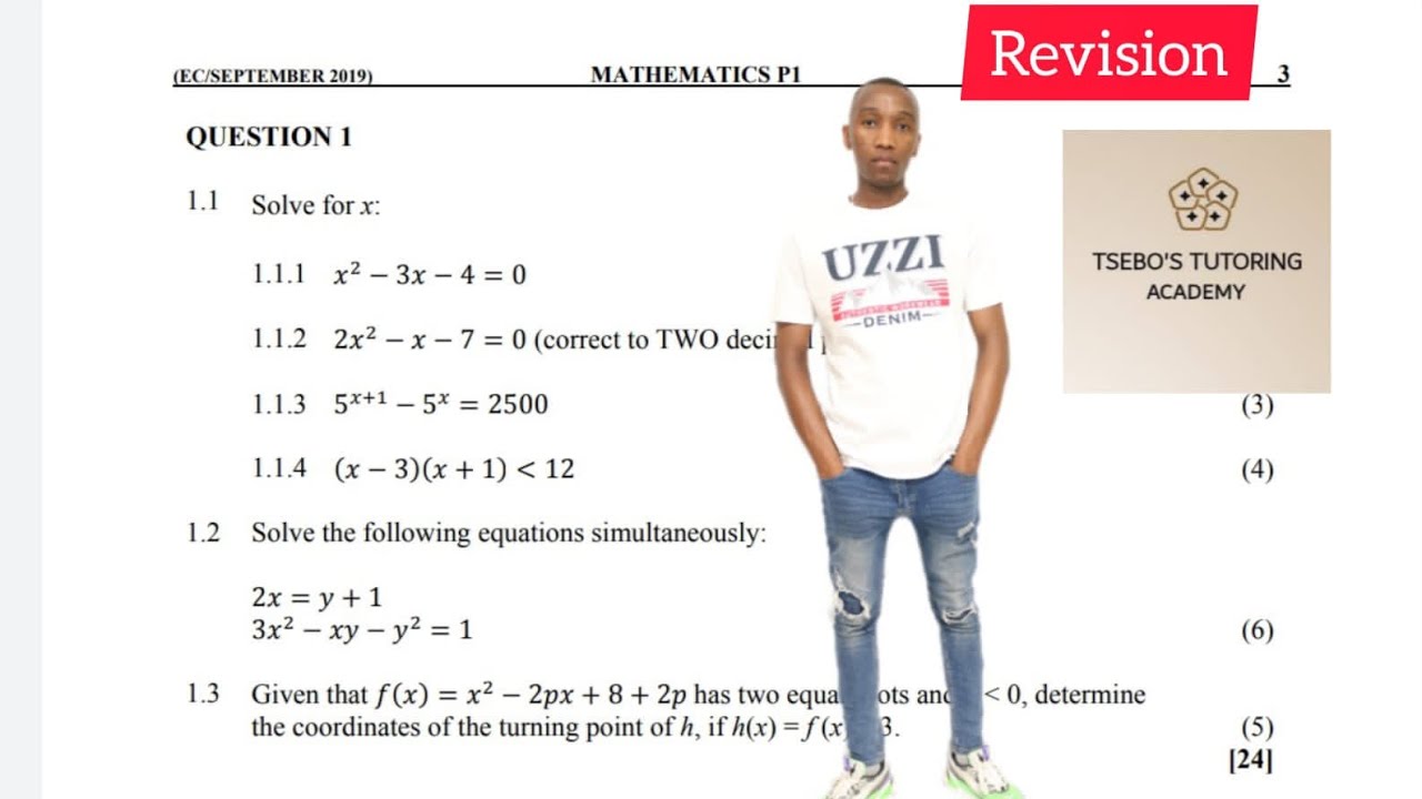 Algebra And Equations | Question 1 | Mathematics | EC September 2019 ...