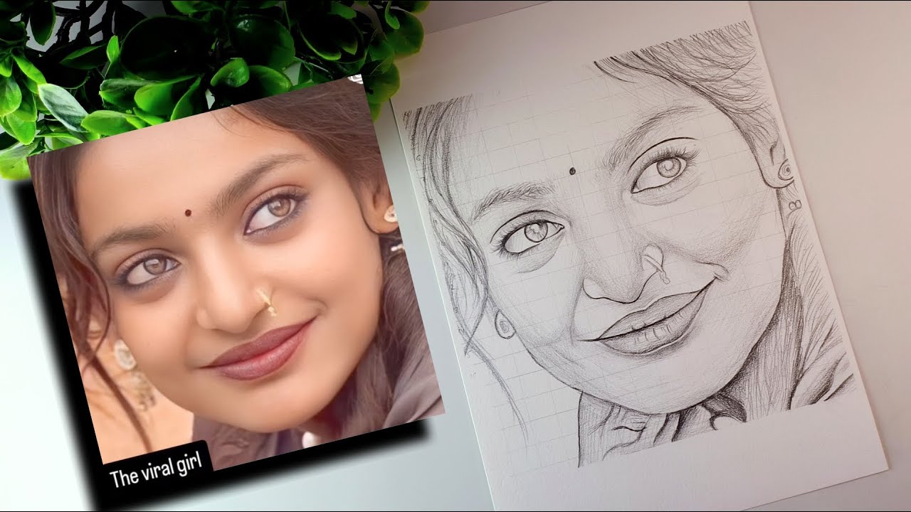 Mahakumbh Viral Girl Monalisa Drawing, How to draw Mahakumbh Monalisa ...