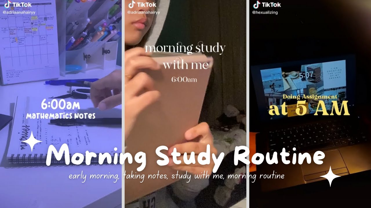 wake up and study⛅study with me, morning routine • tiktok compilation ...
