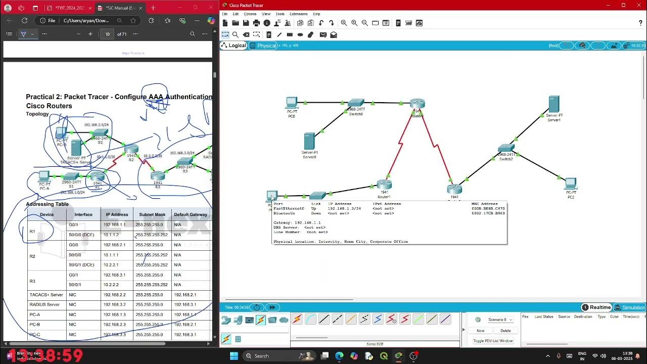 Practical 2: Packet Tracer - Configure AAA Authentication on Cisco Routers - YouTube