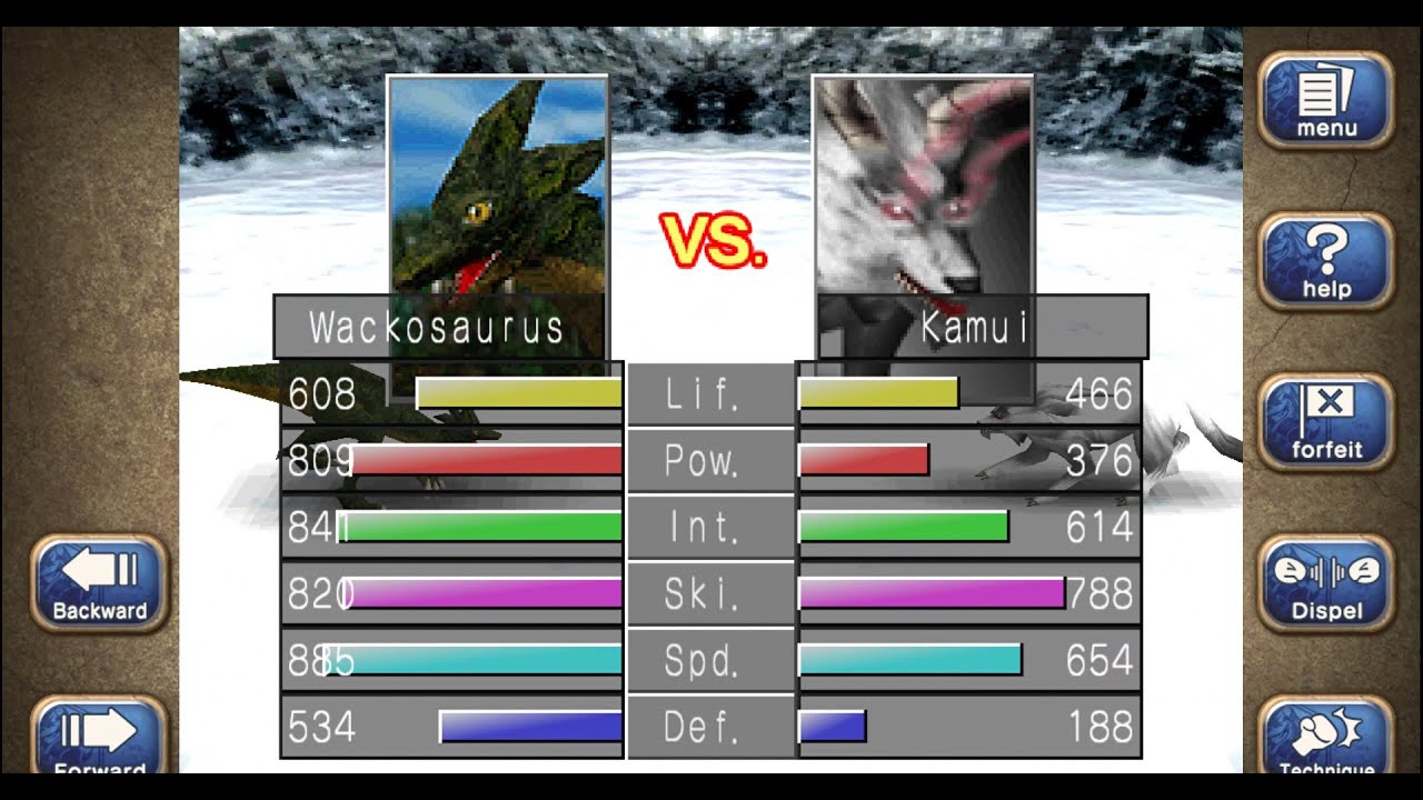 Wackosaurus vs. Kamui - Monster Rancher 2 DX - YouTube