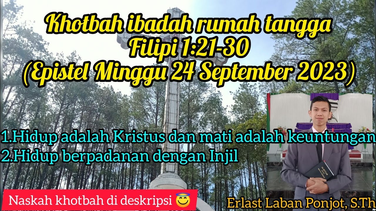 Khotbah Filipi 1:21-30 || Khotbah epistel Minggu 24 September 2023 ...