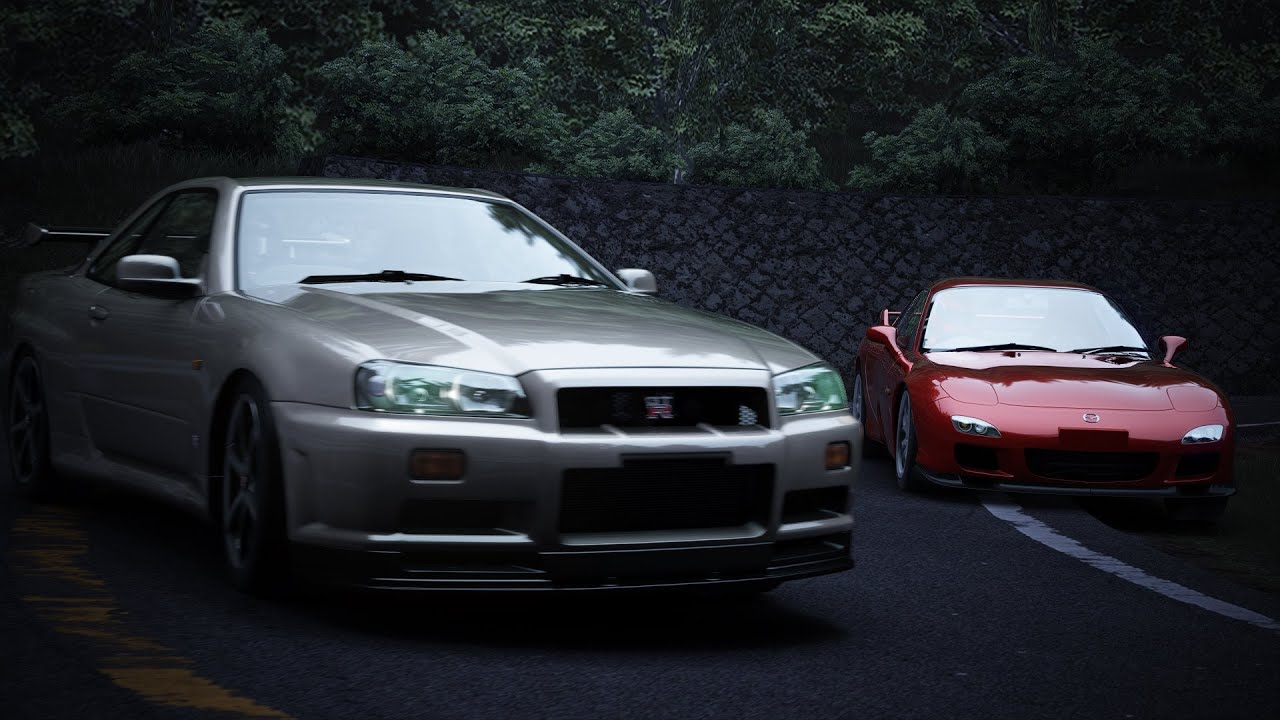 Nissan GTR vs Mazda RX-7 Touge on Mt. Akina! | Assetto Corsa - YouTube