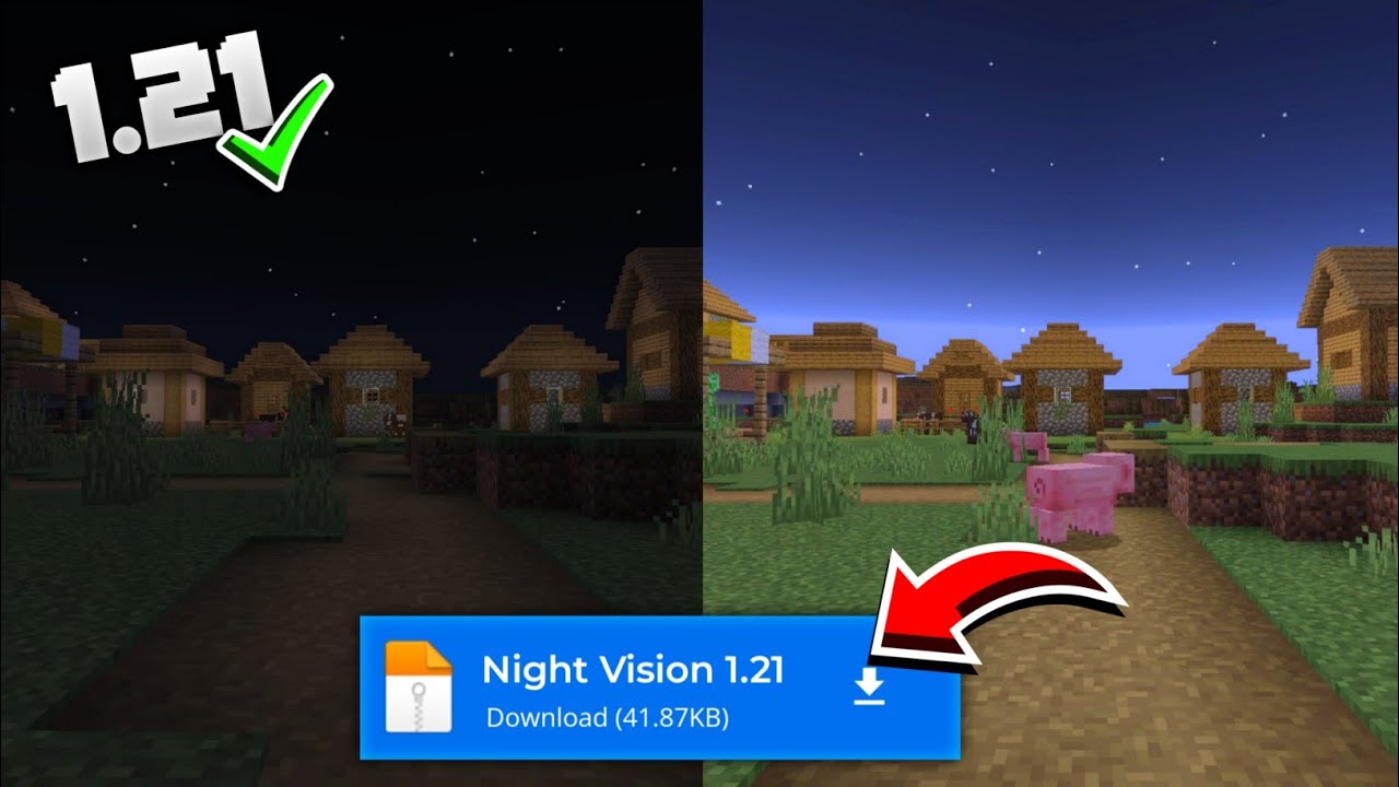 Best 🔥 "Night Vision Mod Minecraft Pe 1.21 || Full Brightness - YouTube