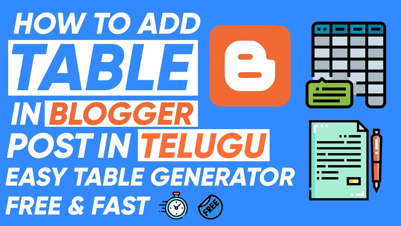 How To Create Table In Blogger In Telugu | How To Make Table In Blogger ...