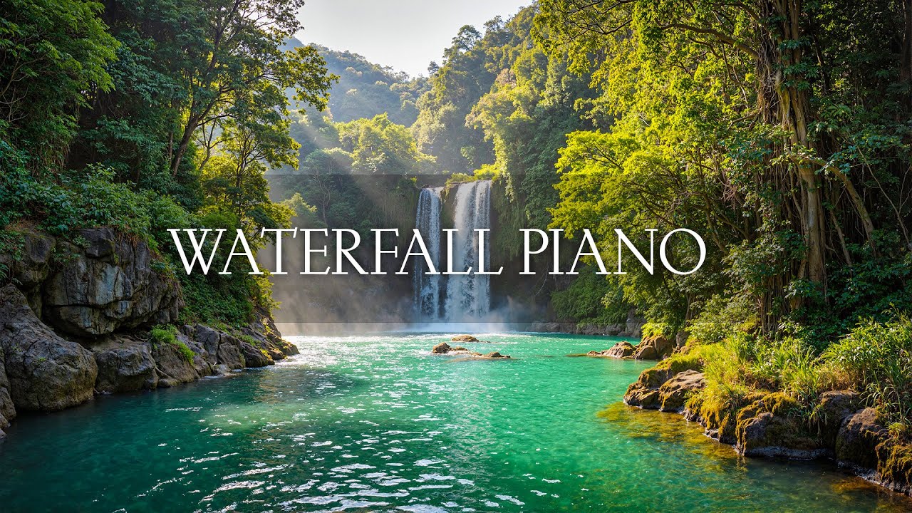Waterfall Nature Relaxing Piano Music - Gentle Piano for Sleep, Stress ...