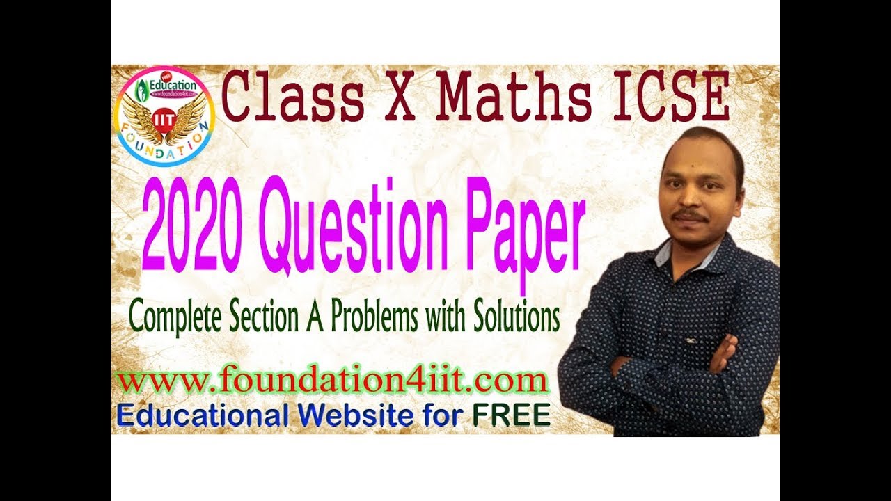 Class 10 Maths ICSE Question Paper 2020 Solved || Section A || - YouTube