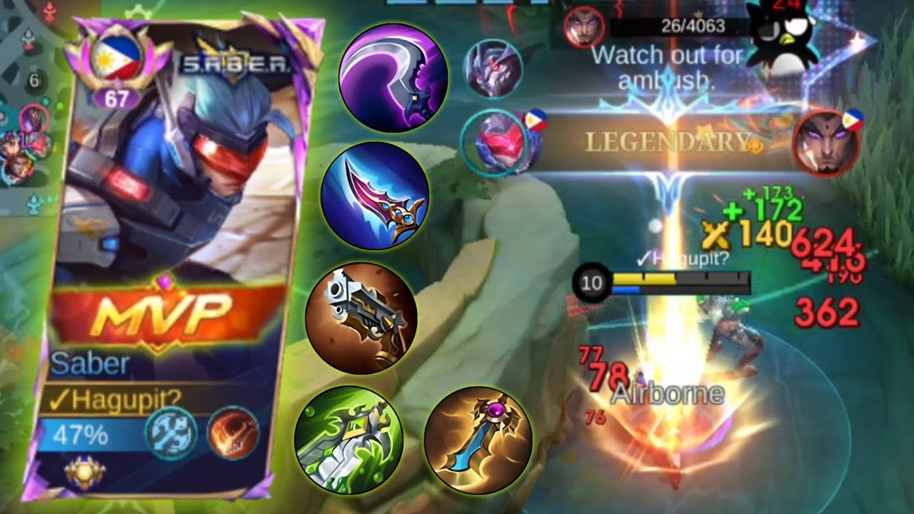 ROAMER SABER INFINITY BUILD FULL BURST DAMAGE! | MLBB - YouTube