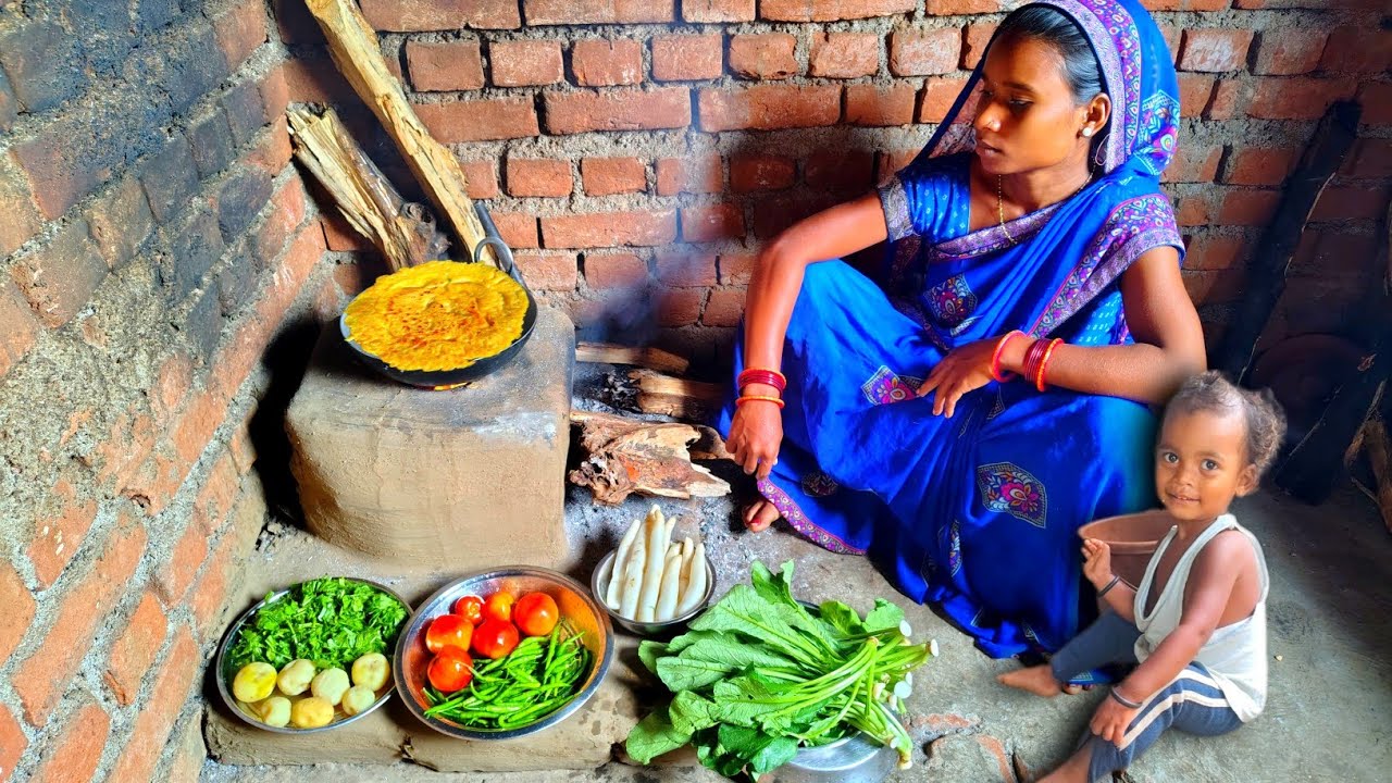 🌄20 Years Old Women & A Little Baby | Muli Fharatha Recipe with 1 ...