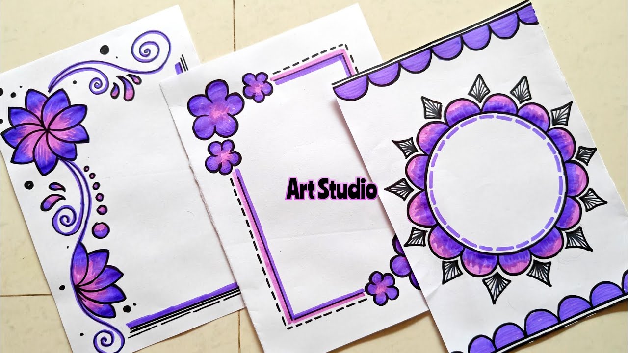 Purple Border Designs Project Work Designs A4 Sheet Assignment Front