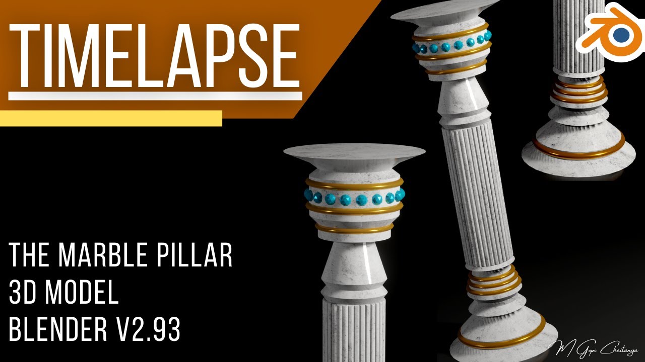 Easy Pillar 3d model timelapse | blender | The Marble Pillar - YouTube
