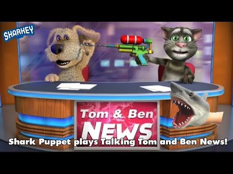 Shark Puppet plays Talking Tom and Ben News! - YouTube