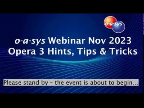 Opera 3 Hints Tips & Tricks - November 2023 - YouTube