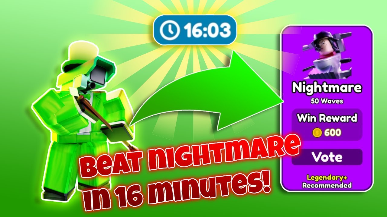 How to Beat *NIGHTMARE MODE* in 16 MINUTES (ROBLOX Toilet Tower Defense ...