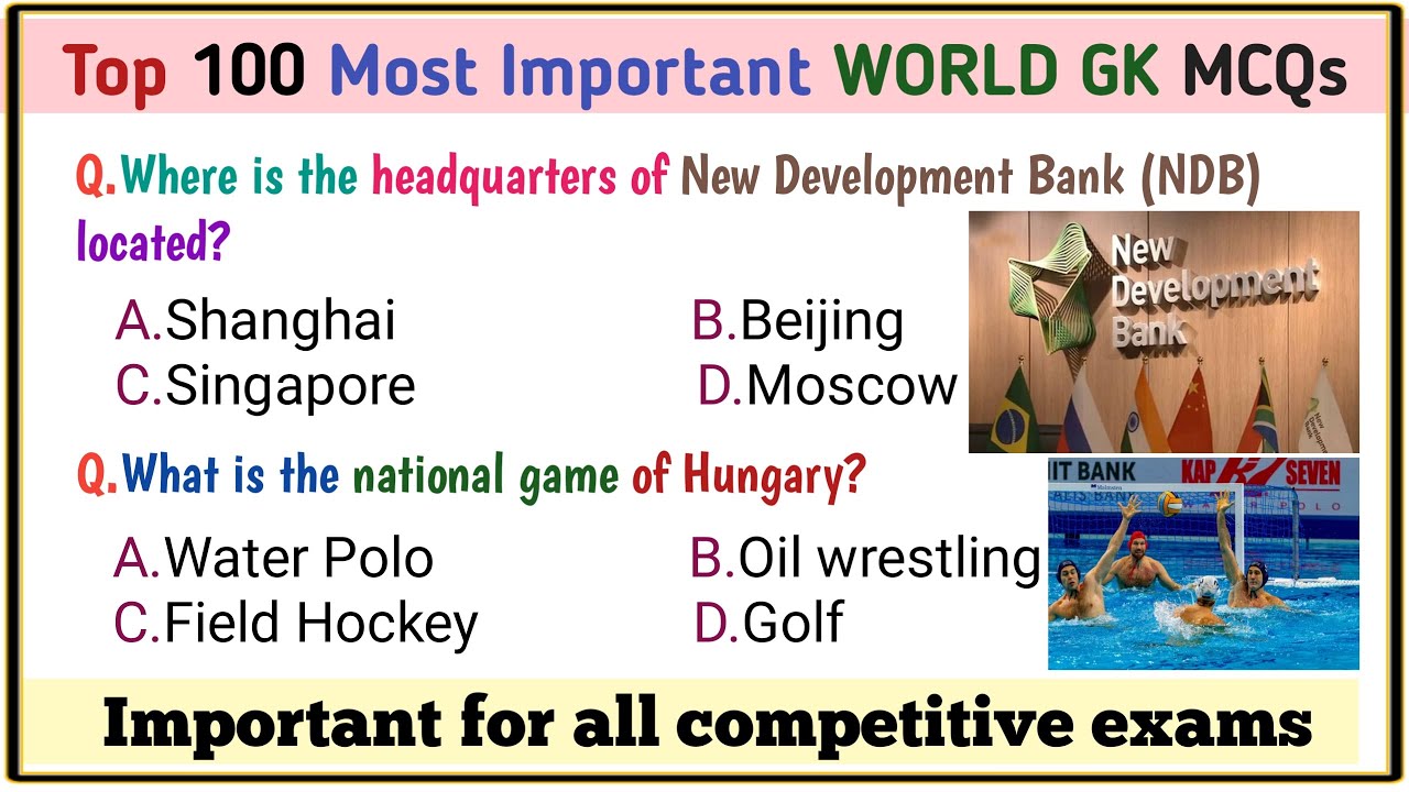 Top 100 Important World GK MCQs|World GK Quiz|World Gk in English - YouTube