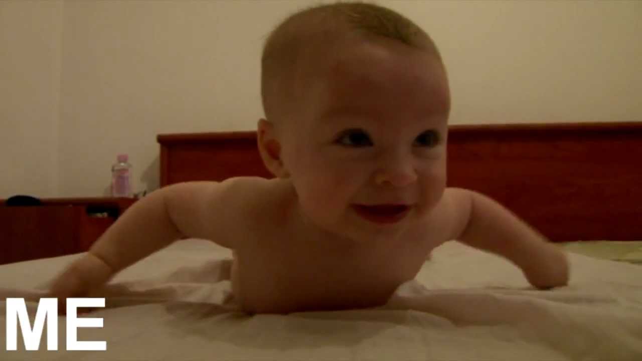 Baby trying to crawl - YouTube